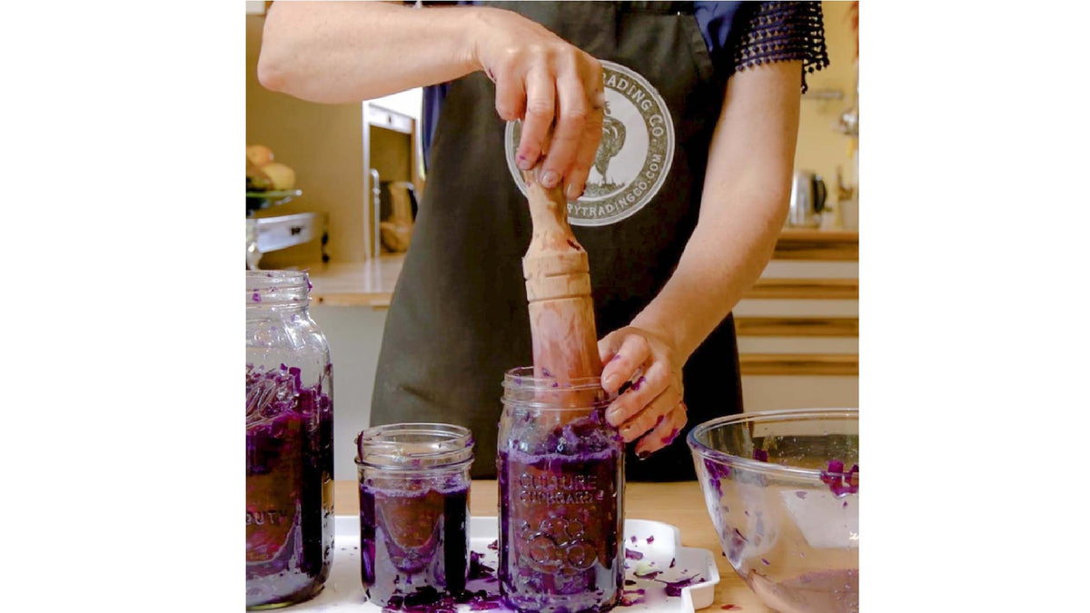 Wooden Sauerkraut Pounder - 25cm Solid Beech Wood Cabbage Stomper ...