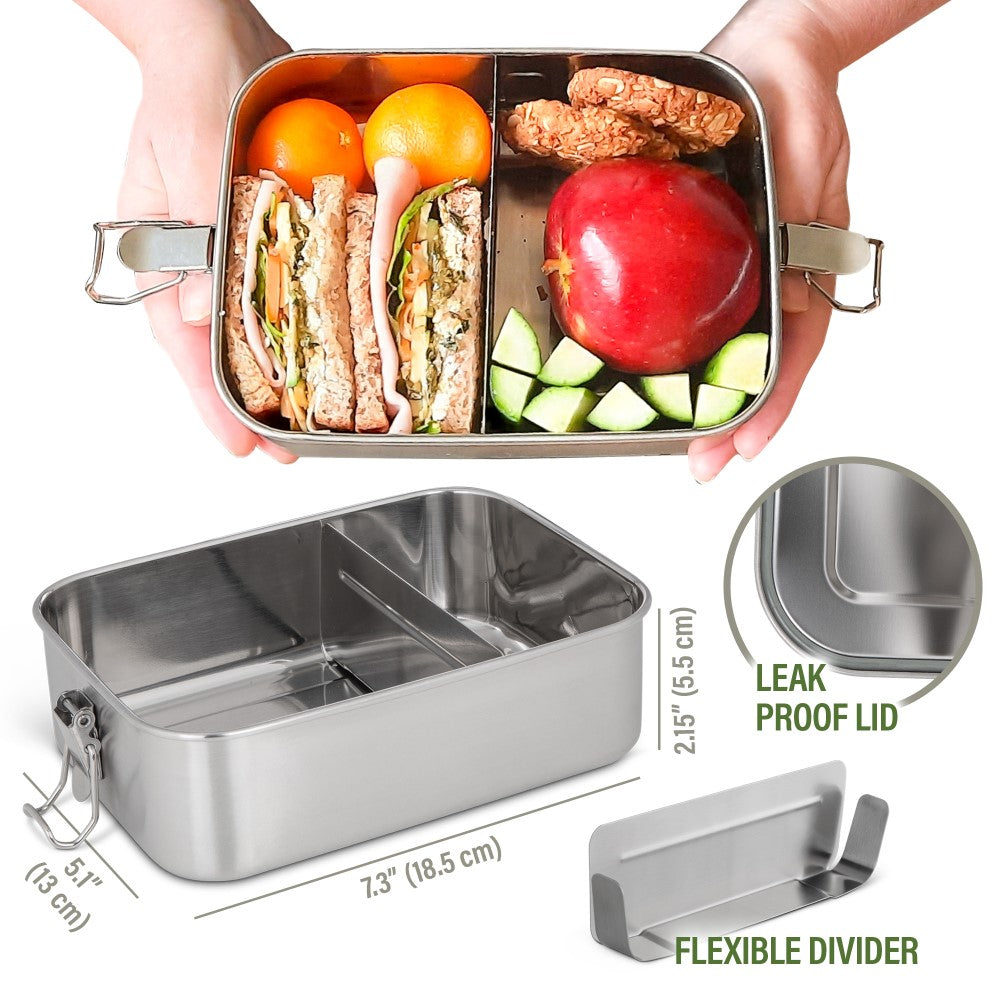 Stainless Steel Lunch Box (1200ml) Recipe Book + Insulated Cooler Bag ...