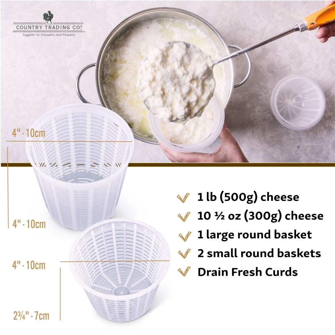 Cheese Moulds Set of 5 - Square + Round Cheesemaking Draining Baskets ...